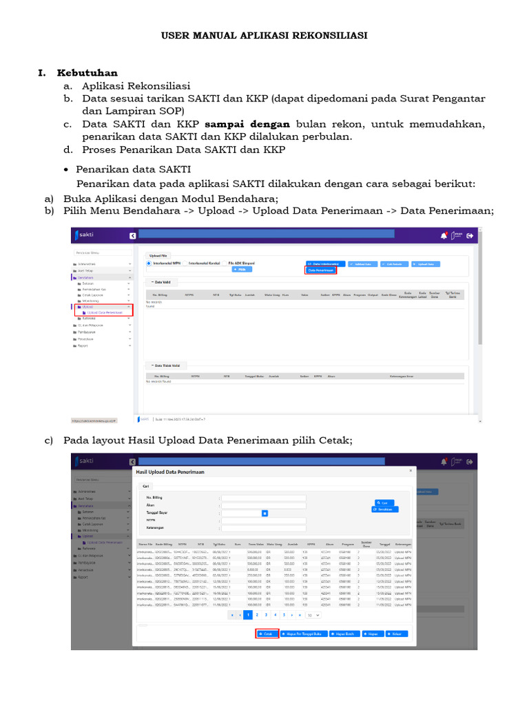 User Manual Aplikasi Rekonsiliasi | PDF