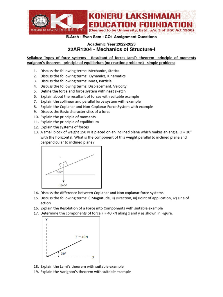 CO1 Assignment Questions | PDF | Force | Physical Phenomena