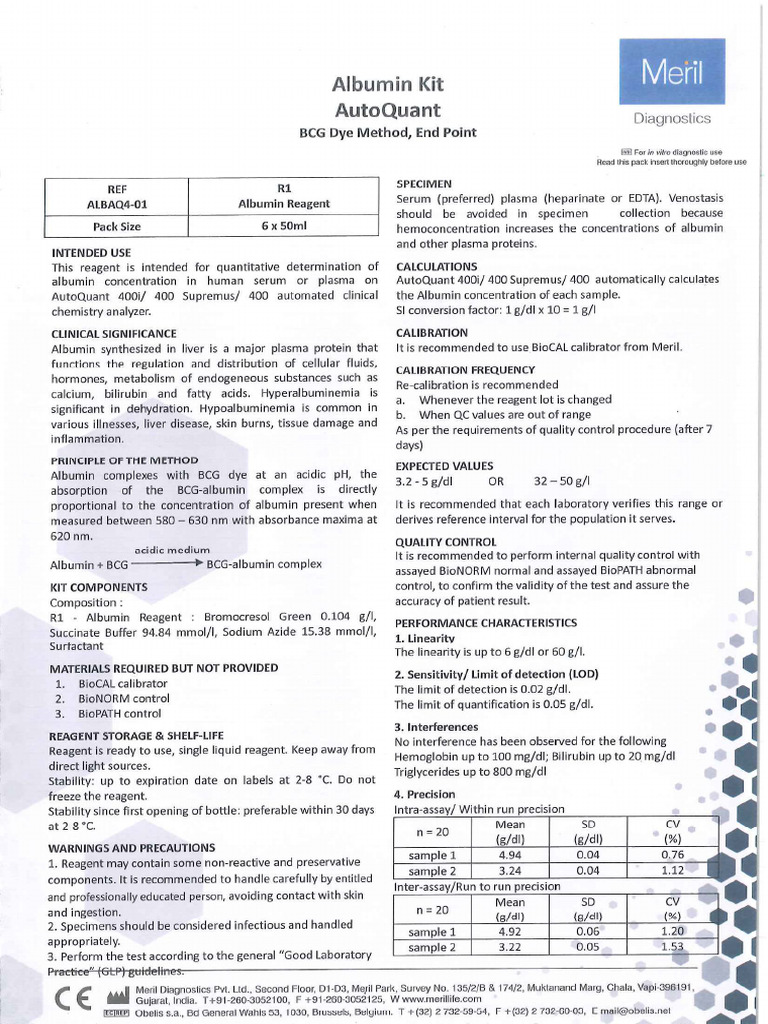 AutoQuant 400 Albumin | PDF