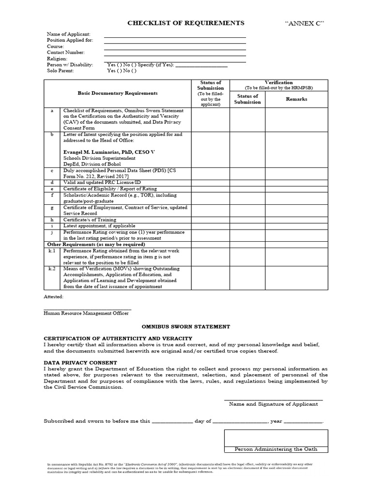 Annex C, Template | PDF