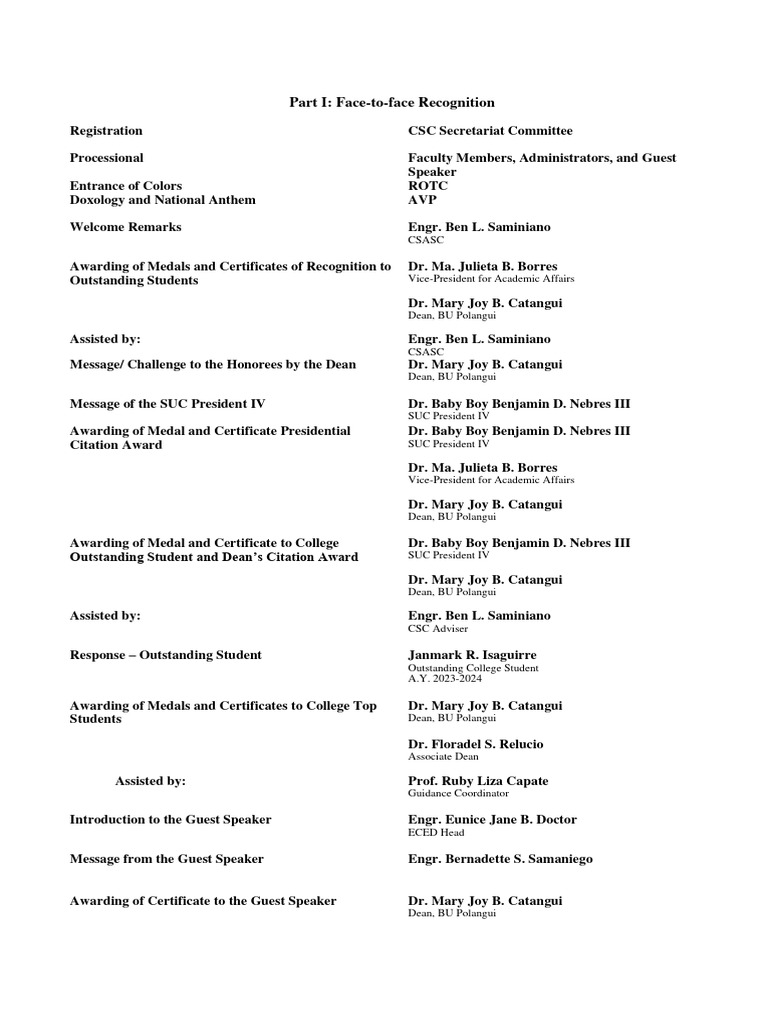 Program-Recognition List of Awardees | PDF