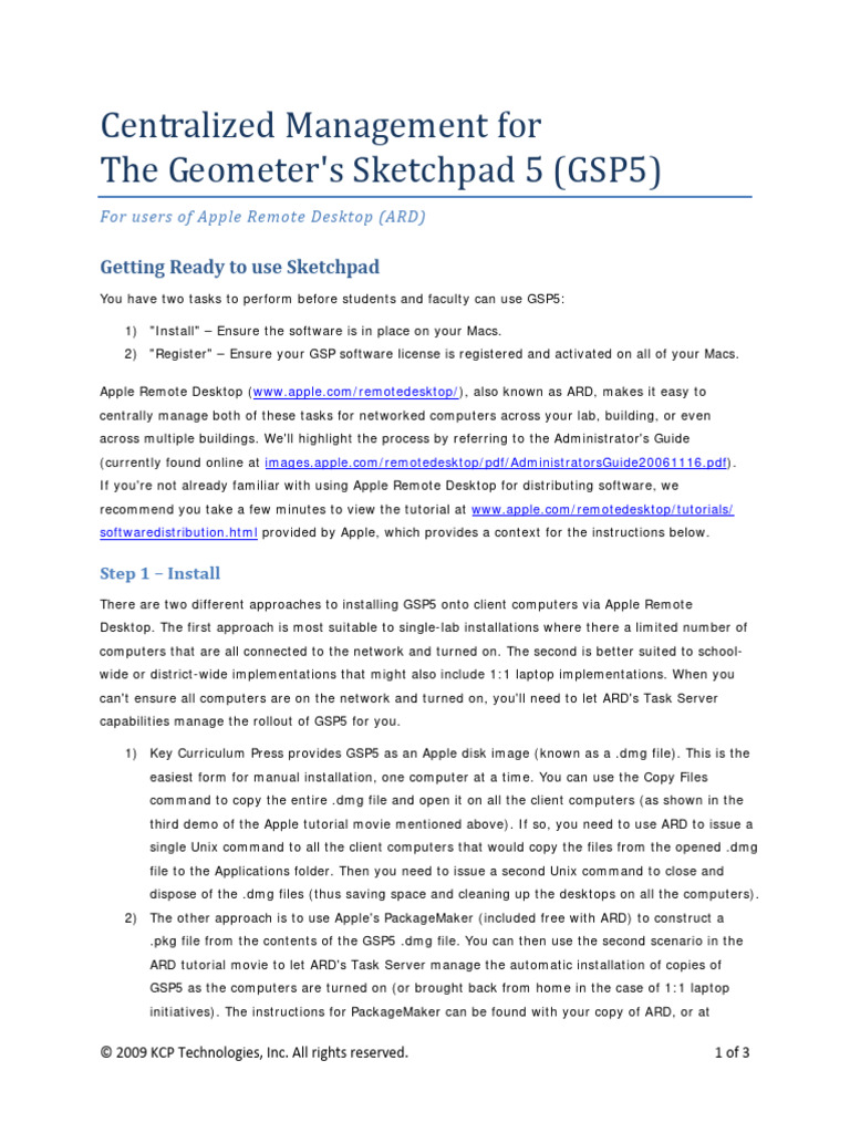 Centralized Management For GSP5 - Apple Remote Desktop | PDF ...