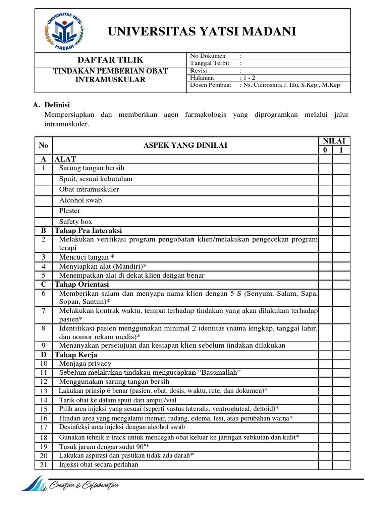 Form Daftil Injeksi Intramuskuler | PDF | Sains & Matematika