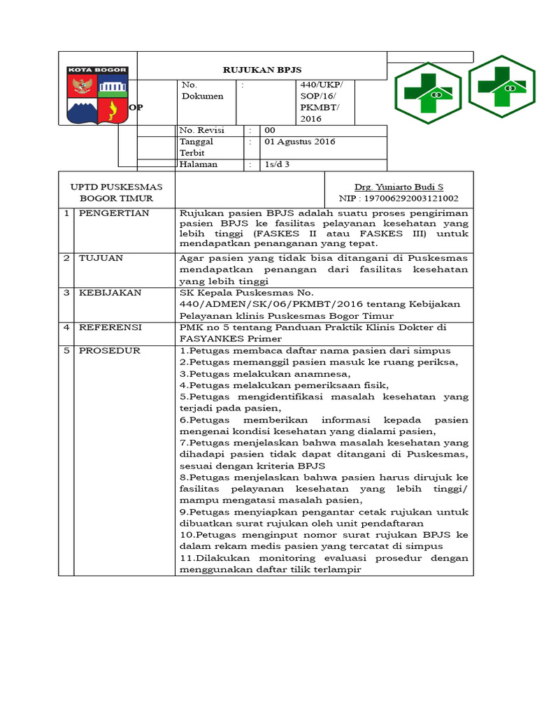 7.5.1.1 SOP Rujukan BPJS FIXED | PDF | Sains & Matematika