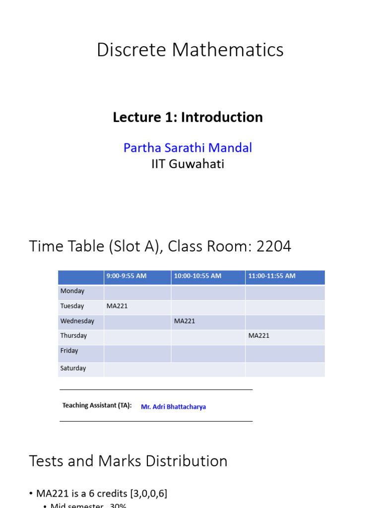 LectureNote MA221 25july | PDF | Discrete Mathematics | Mathematics