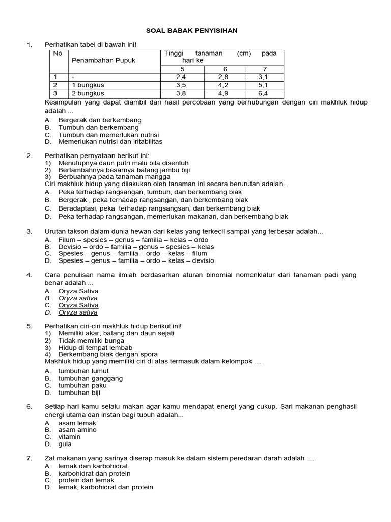 Latihan Soal IPA SMP | PDF