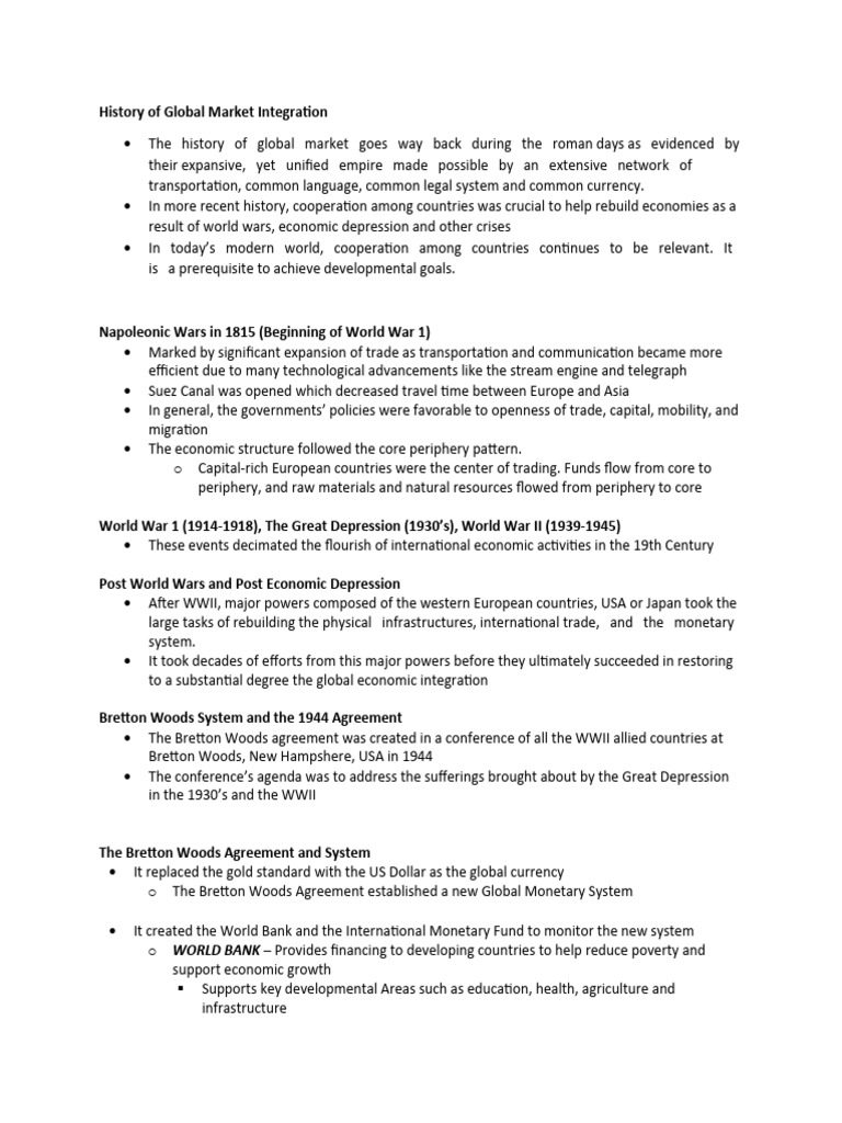 History of Global Market Integration | PDF | World Trade Organization ...