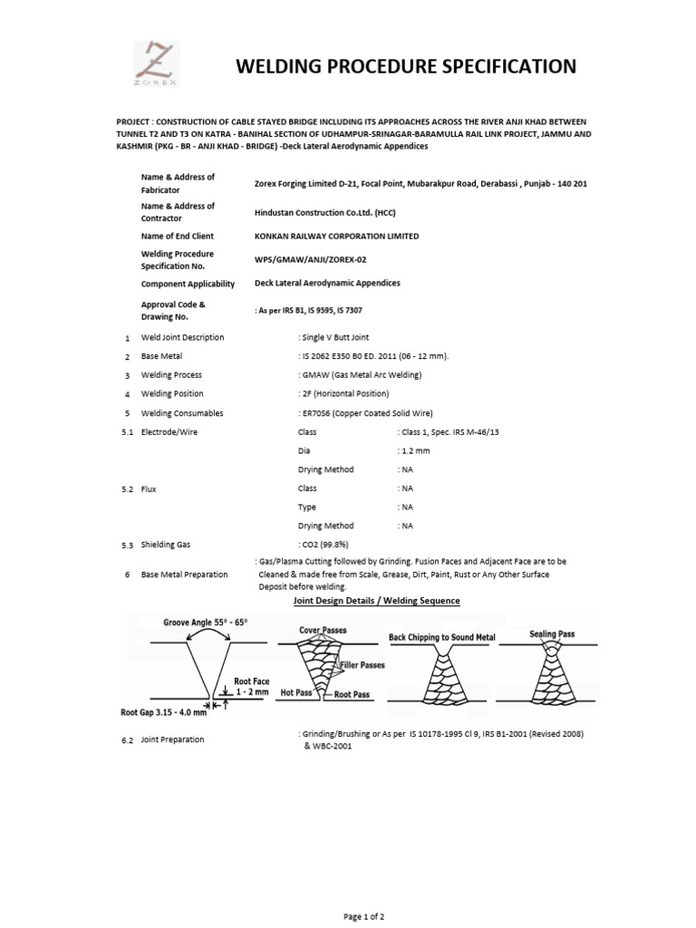 WPS Gmaw Anji Zorex 02 | PDF | Welding | Construction