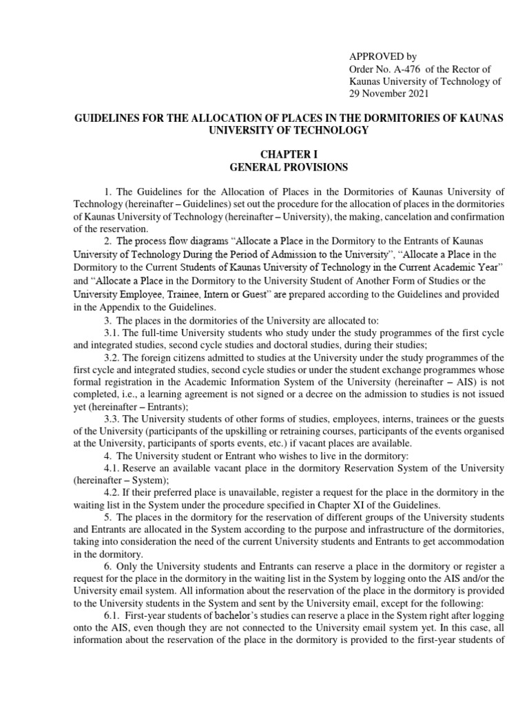 KTU Dormitory Allocation Guide | PDF | Dormitory | Doctor Of Philosophy