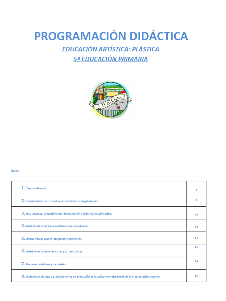 Unidades De Programación Plástica 6º Pdf Evaluación Creatividad