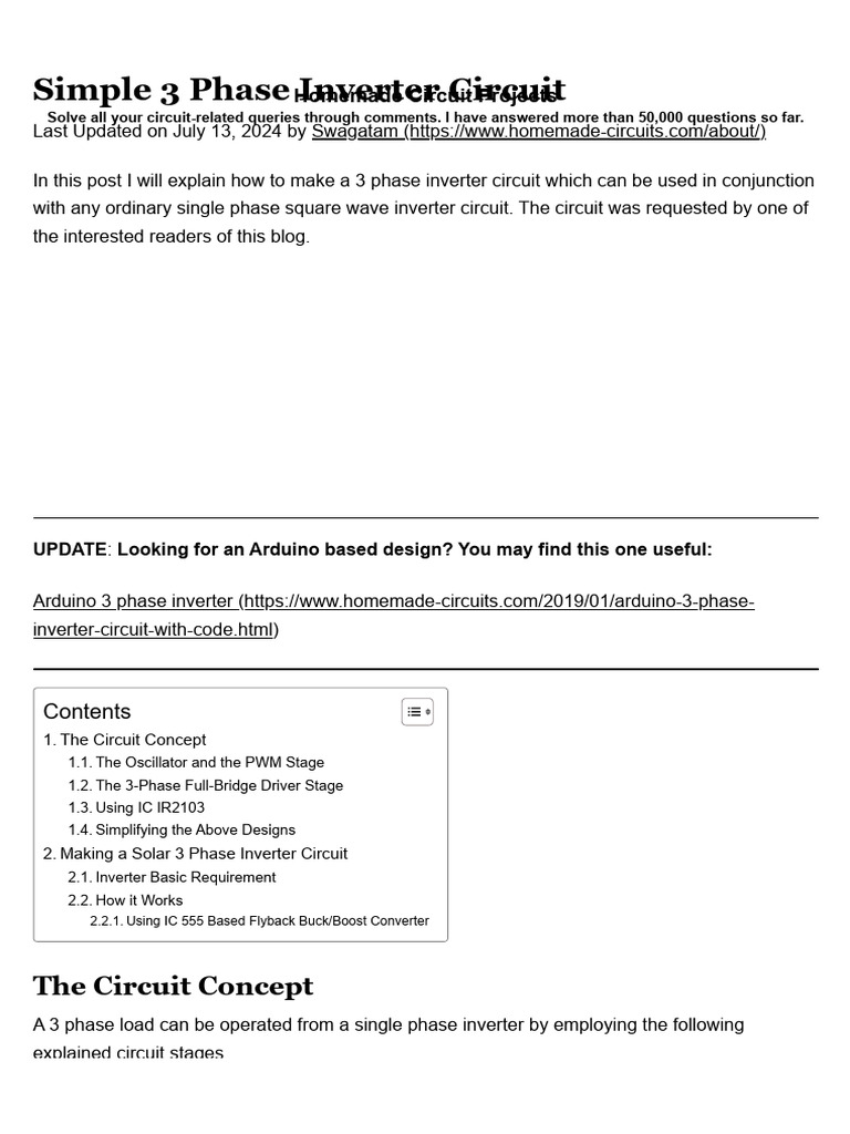 Simple 3 Phase Inverter Circuit - Homemade Circuit Projects | PDF ...