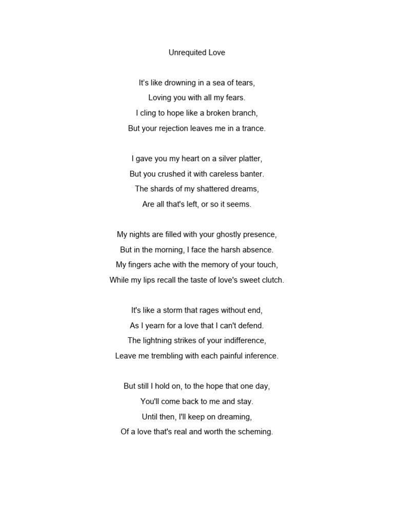 Unrequited Love (Poemwithimagery) | PDF