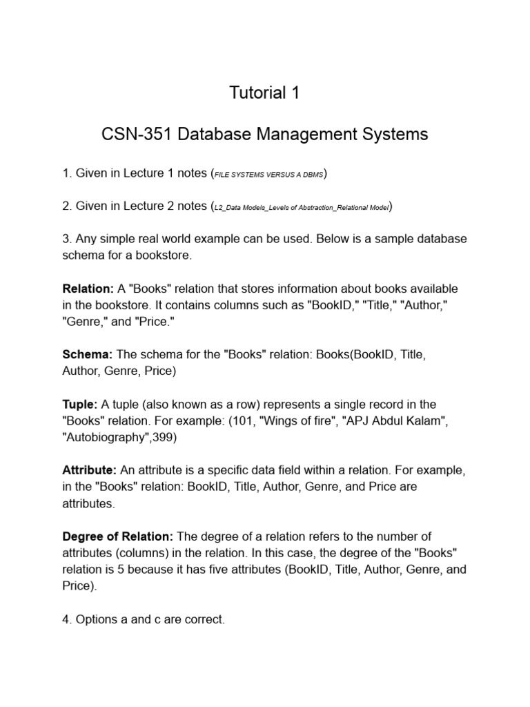 Tutorial 1 Answers | PDF