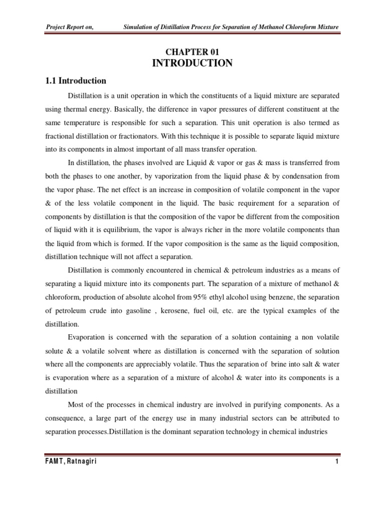 Distillation Simulation: Methanol-Chloroform Separation | PDF ...