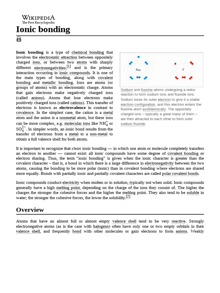 Ionic Bonding | PDF | Ionic Bonding | Ion