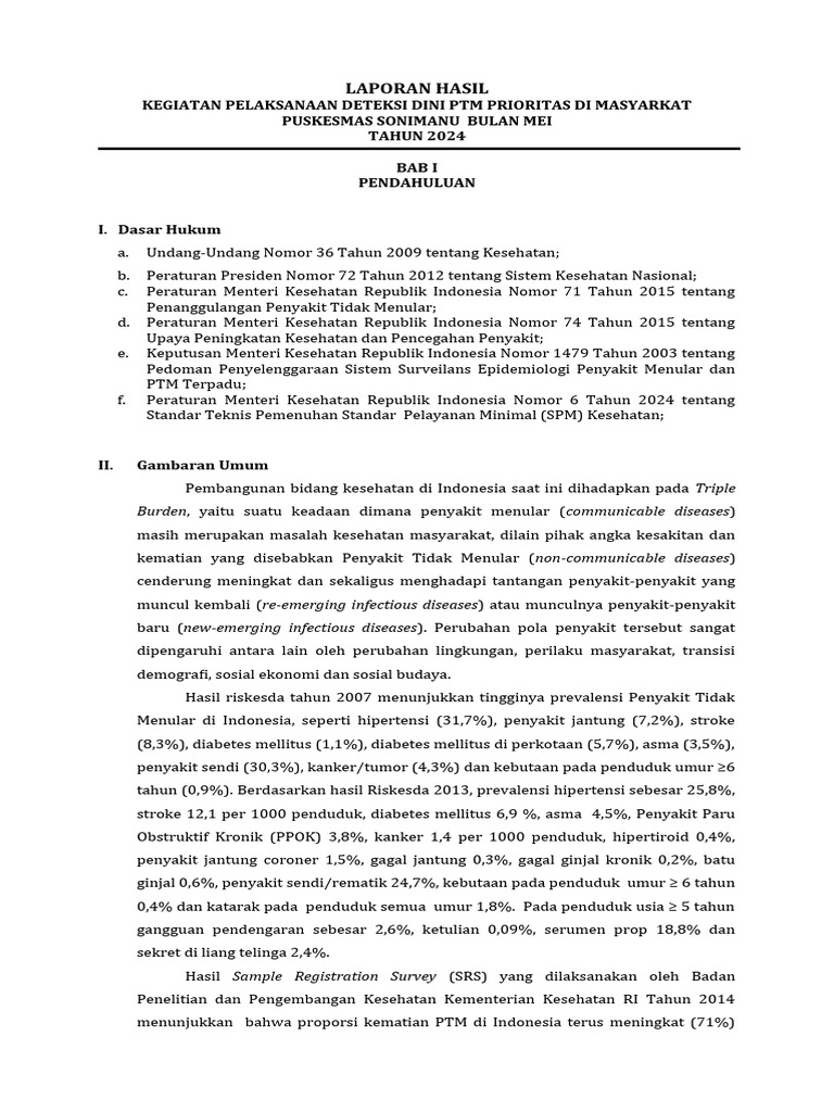 Format Laporan Bulanan Hasil Keg Skrining PTM Prioritas | PDF