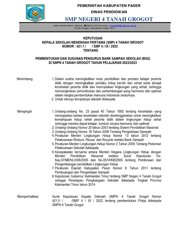 SK BANK SAMPAH | PDF