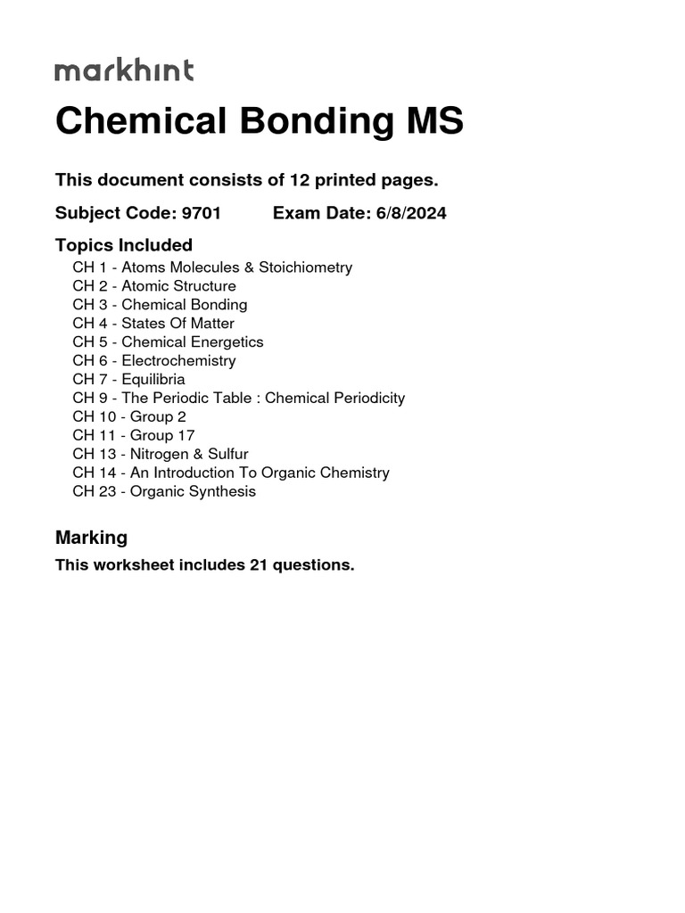 Chemical Bonding p2 Ms | PDF | Chemistry | Chemical Bond