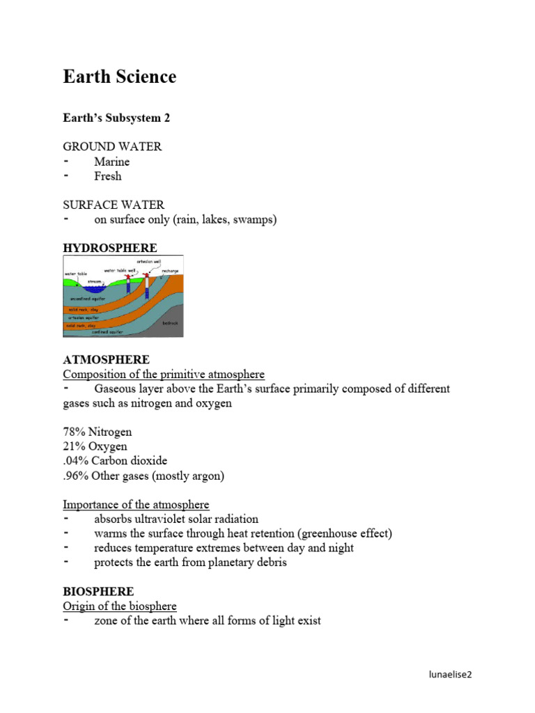 The Earth's Subsystem 2 | PDF | Science & Mathematics