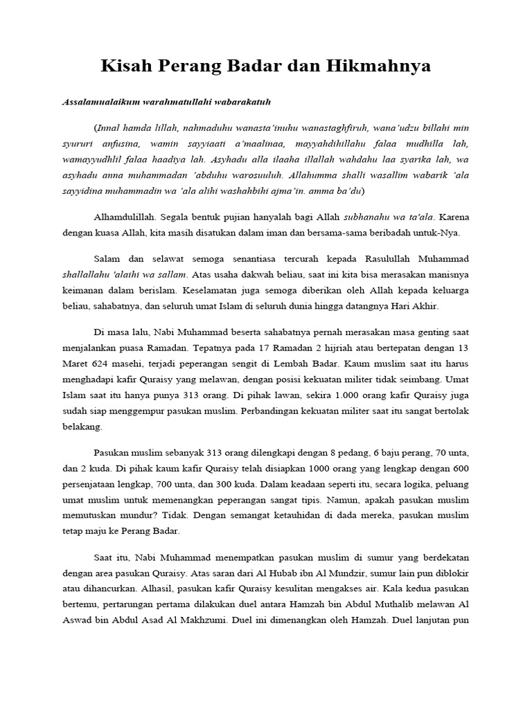 Hikmah Perang Badar dalam Islam | PDF