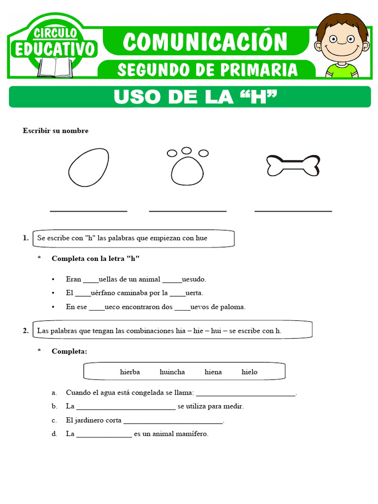 Uso de La H para Segundo de Primaria | PDF
