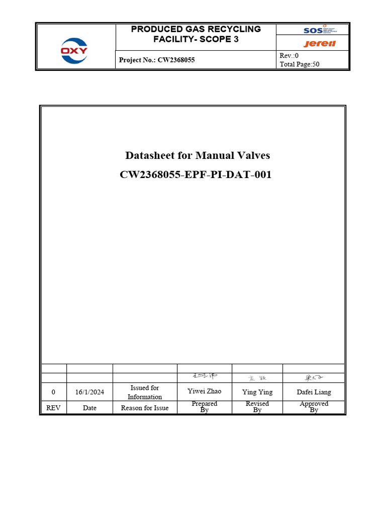 Datasheet For Manual Valves | PDF | Valve | Nondestructive Testing