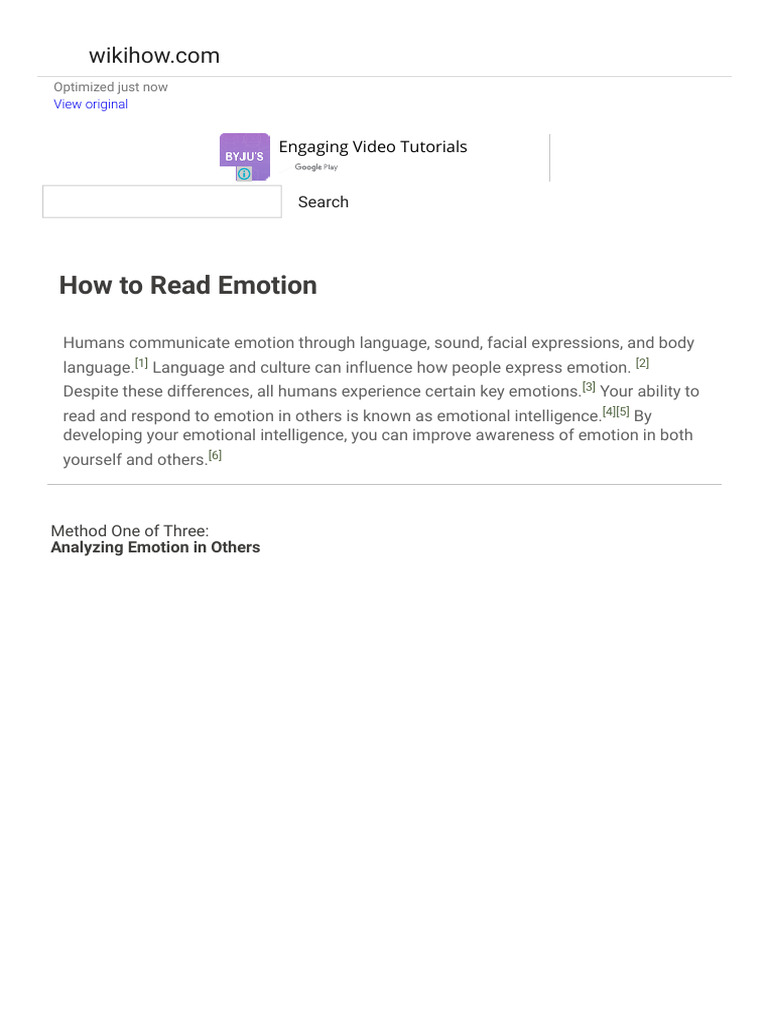 3 Ways To Read Emotion - WikiHow | PDF | Emotions | Facial Expression