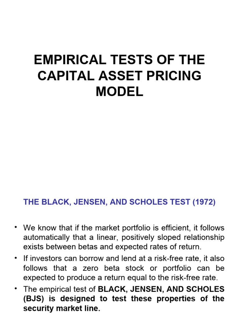 Empirical Tests of Thecapital Asset Pricing Model | PDF | Beta (Finance ...