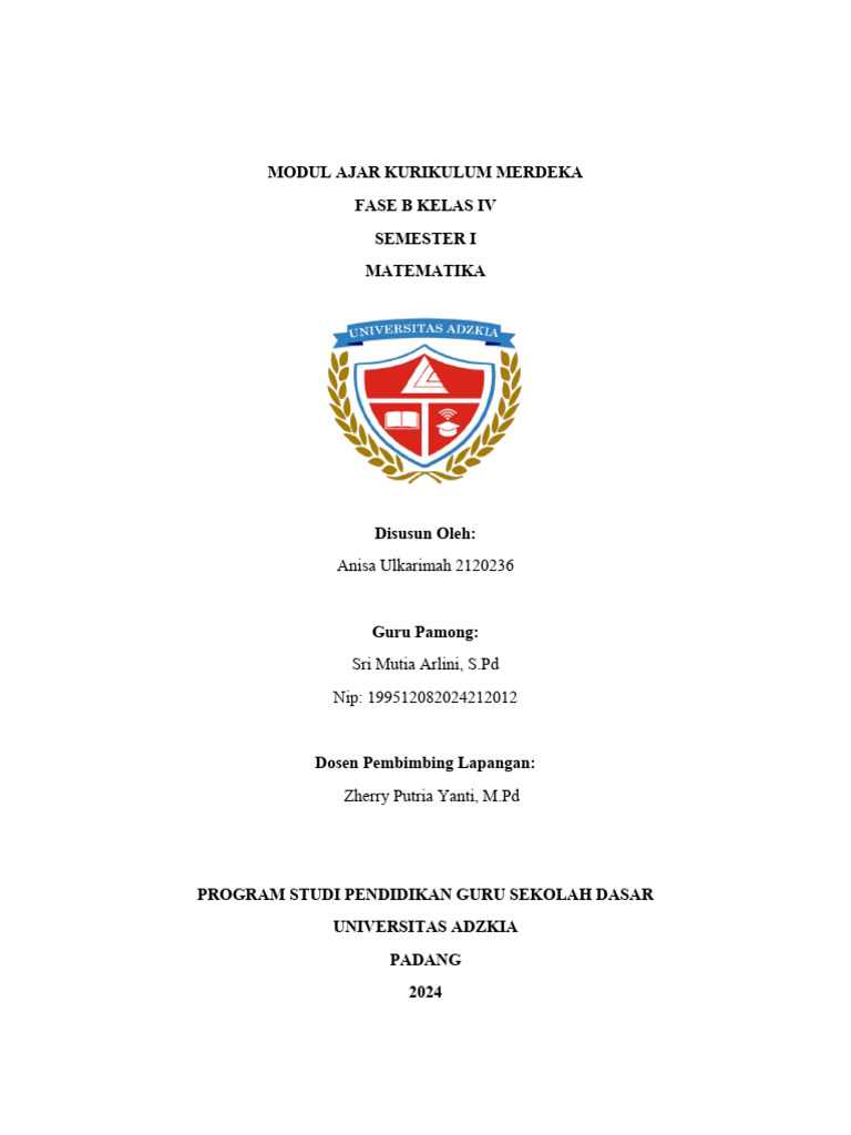 Modul MTK KLS Iv Anisaul | PDF | Seni