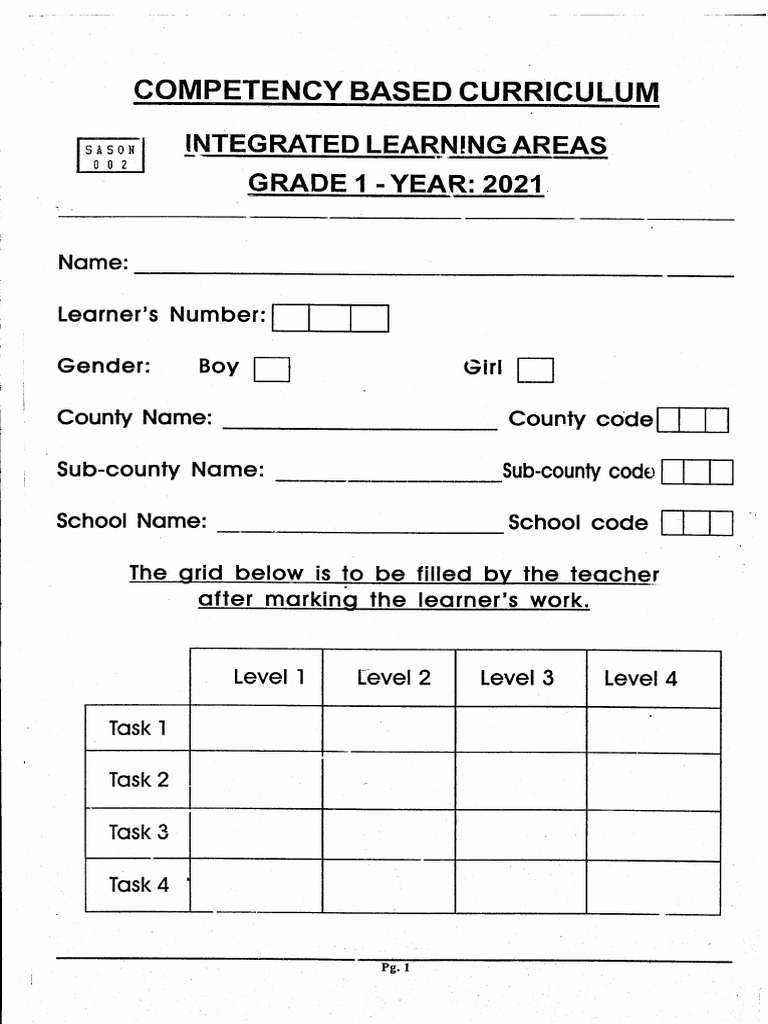 Grade 1 Ila 2021 Term 1 Set 2 Sason Teacher - Co .Ke | PDF