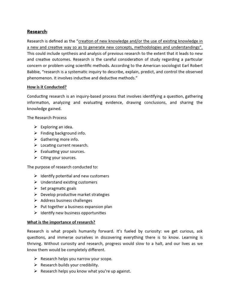 Research Def | PDF | Knowledge | Cognition