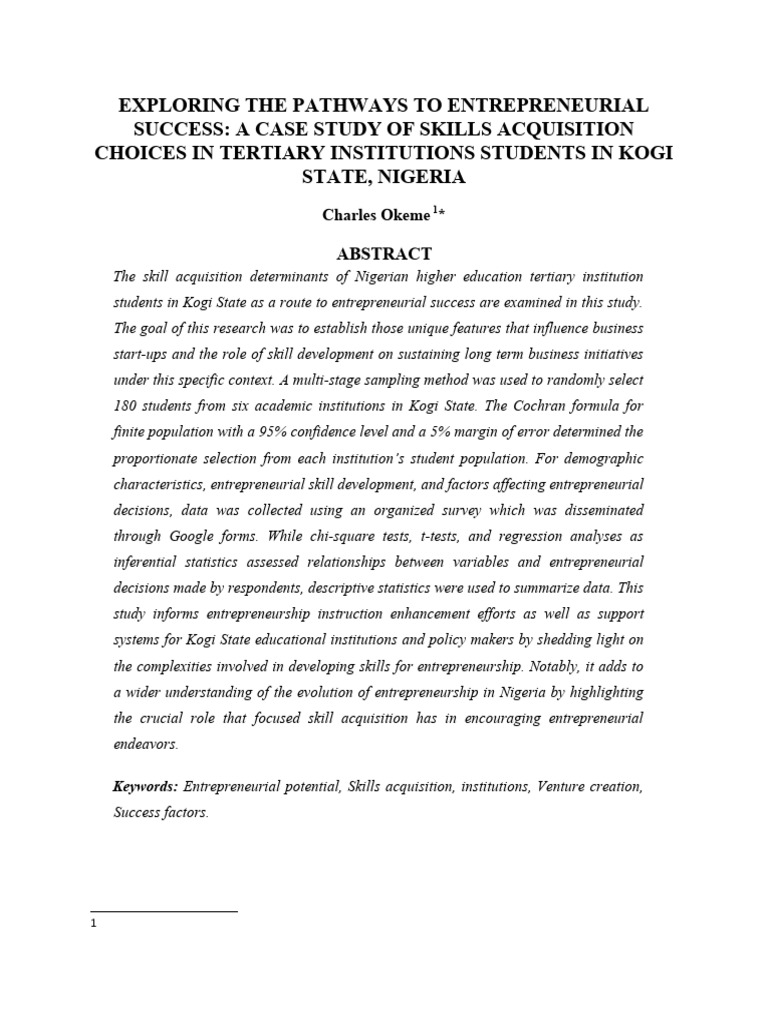 Manuscript | PDF | Entrepreneurship | Sampling (Statistics)