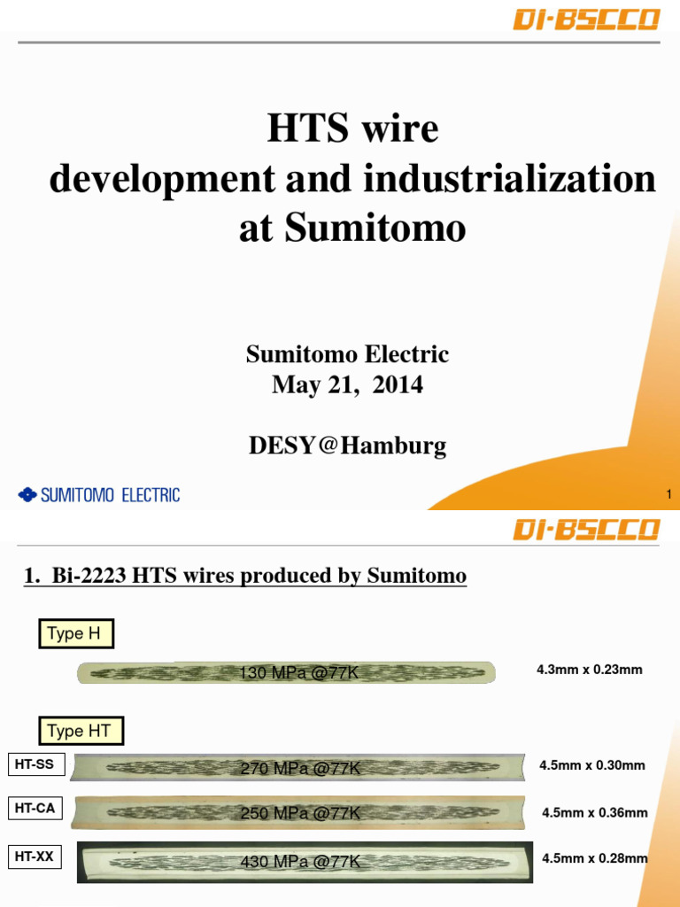 HTS Wire Development and Industrialization at Sumitomo | PDF | Strength ...