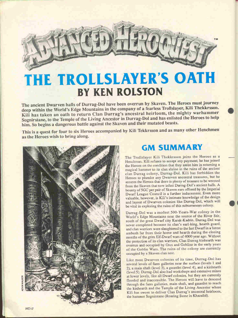 Warhammer - HeroQuest Advanced - The Trollsayers Oath (White Dwarf 134) | PDF