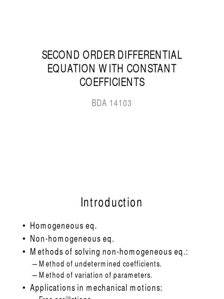 Chapter 2 - Homogeneous Linear ODE | PDF | Ordinary Differential ...