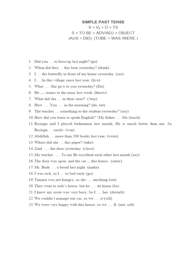 Simple Past Tense | PDF | Language Arts & Discipline | Home & Garden