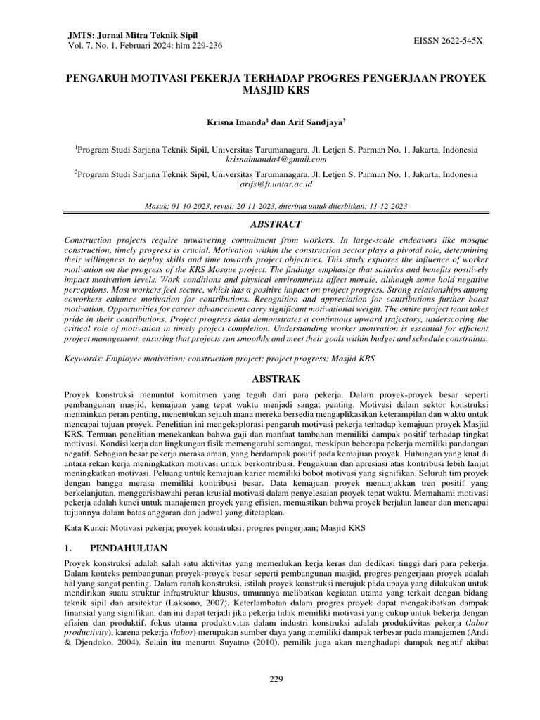 Pengaruh Motivasi Pekerja Terhadap Progres Pengerjaan Proyek | PDF | Seni