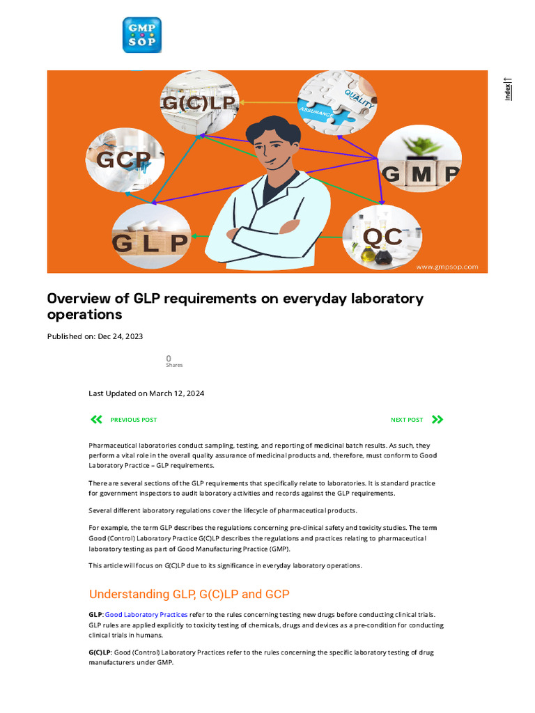 Overview of GLP Requirements On Everyday Laboratory Operations | PDF ...