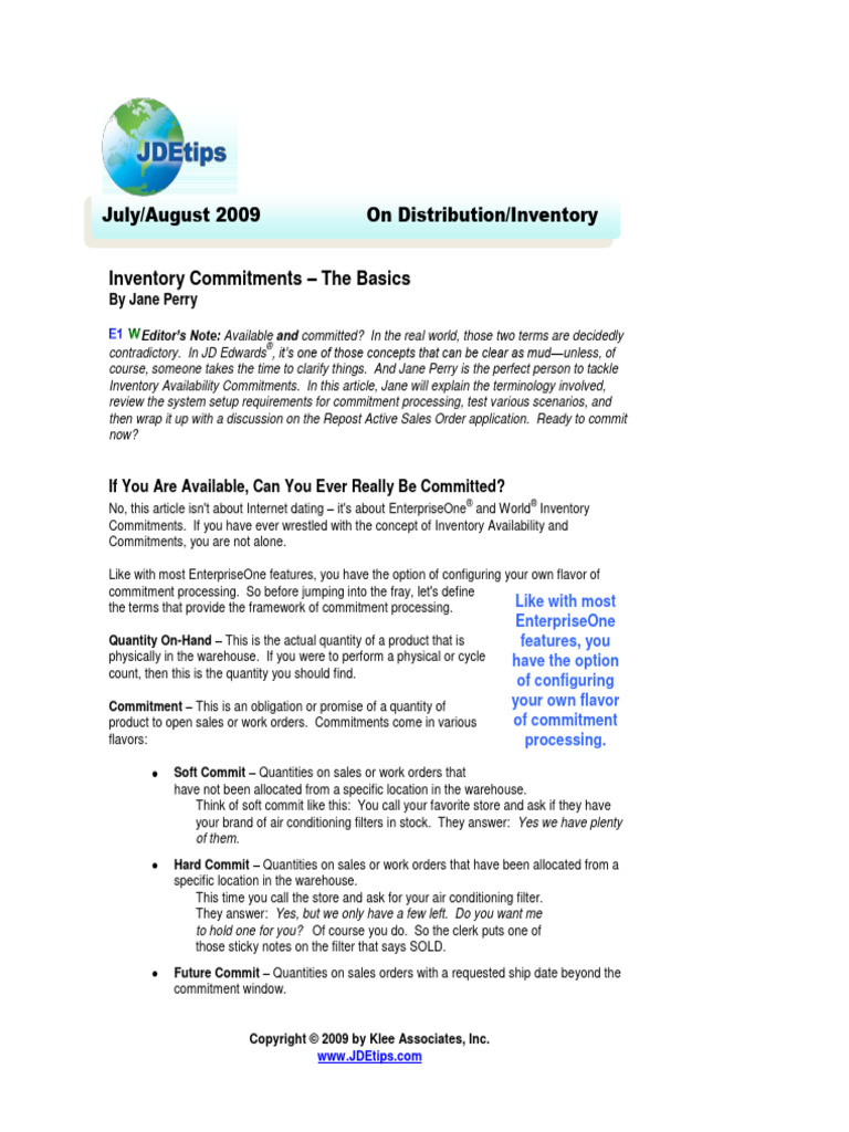 InventoryCommitments-JDE | PDF | Inventory | Business