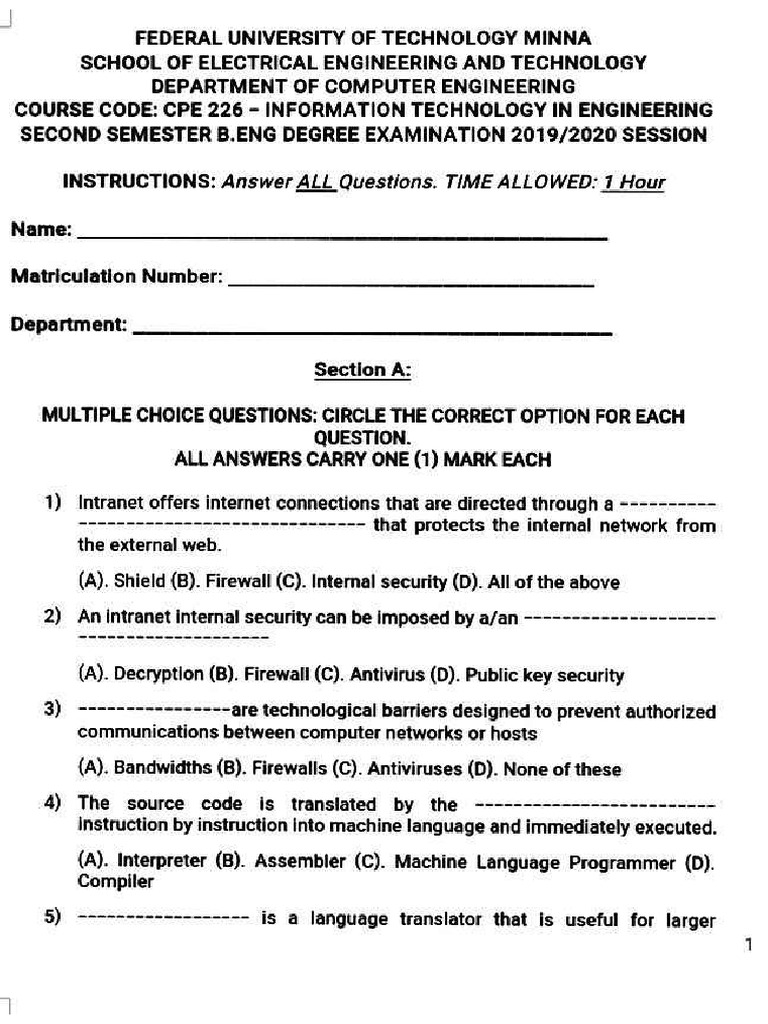 EET226 PQ&TEST QUESTIONS COMPILED BY MONDAY HENDRICK (MR. SOLUTION) | PDF