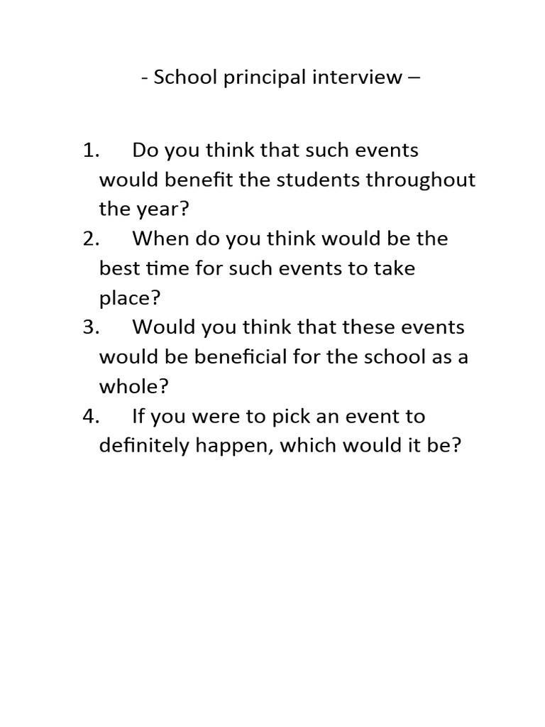 School Principal Interview | PDF