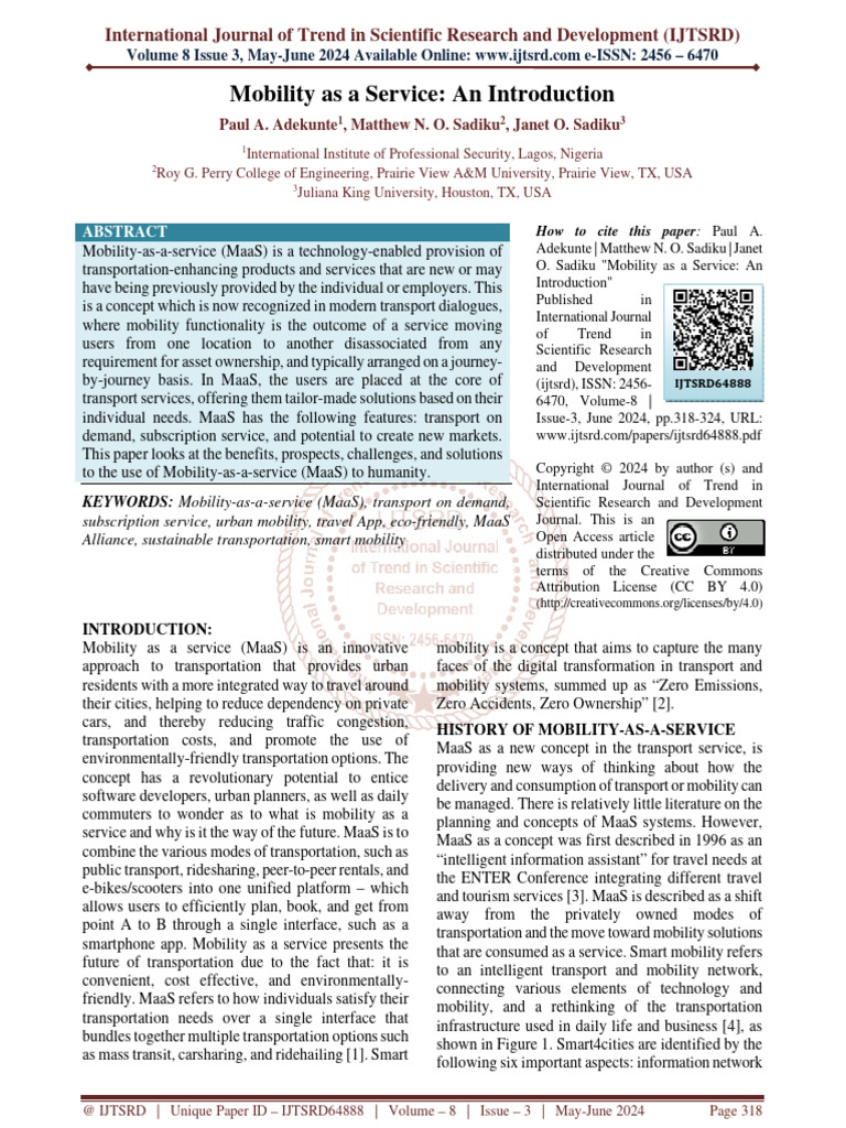 Mobility As A Service An Introduction | PDF | Transport