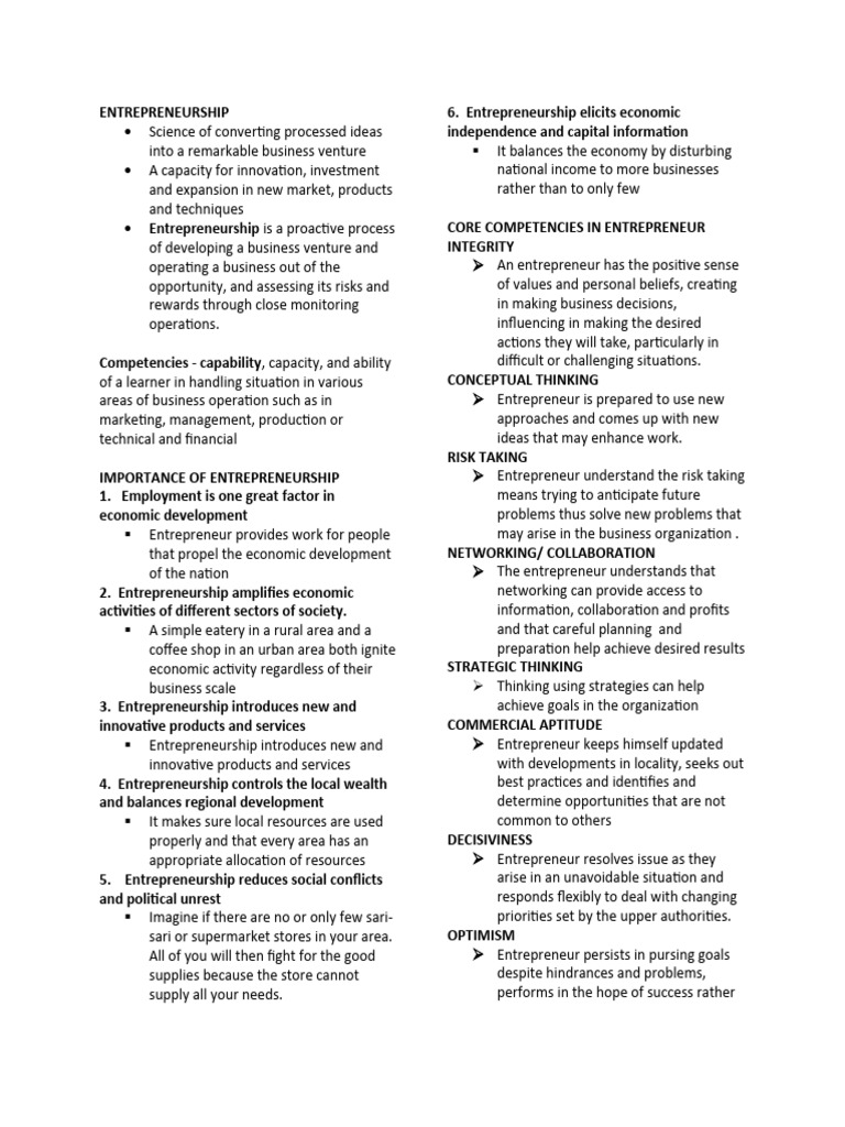 Entrep Reviewer | PDF | Entrepreneurship | Product (Business)