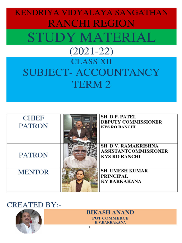 Accountancy XII STUDY MATERIAL TERM II | PDF | Debits And Credits ...