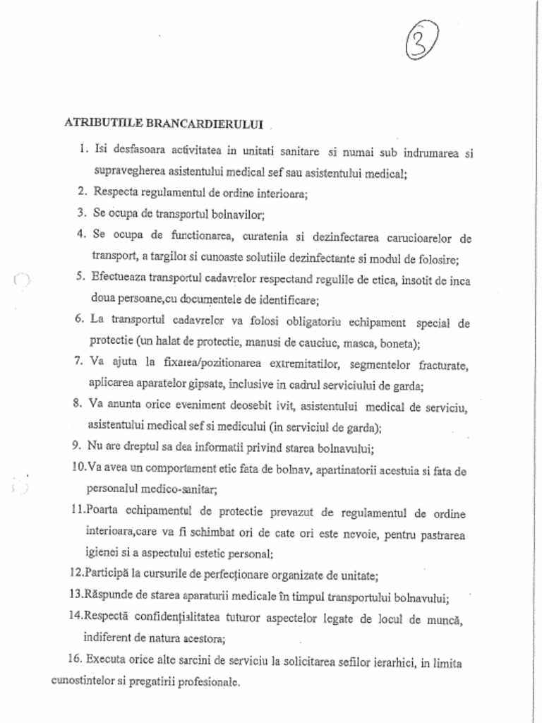 Atributii Brancardier - Suport Vital de Baza | PDF