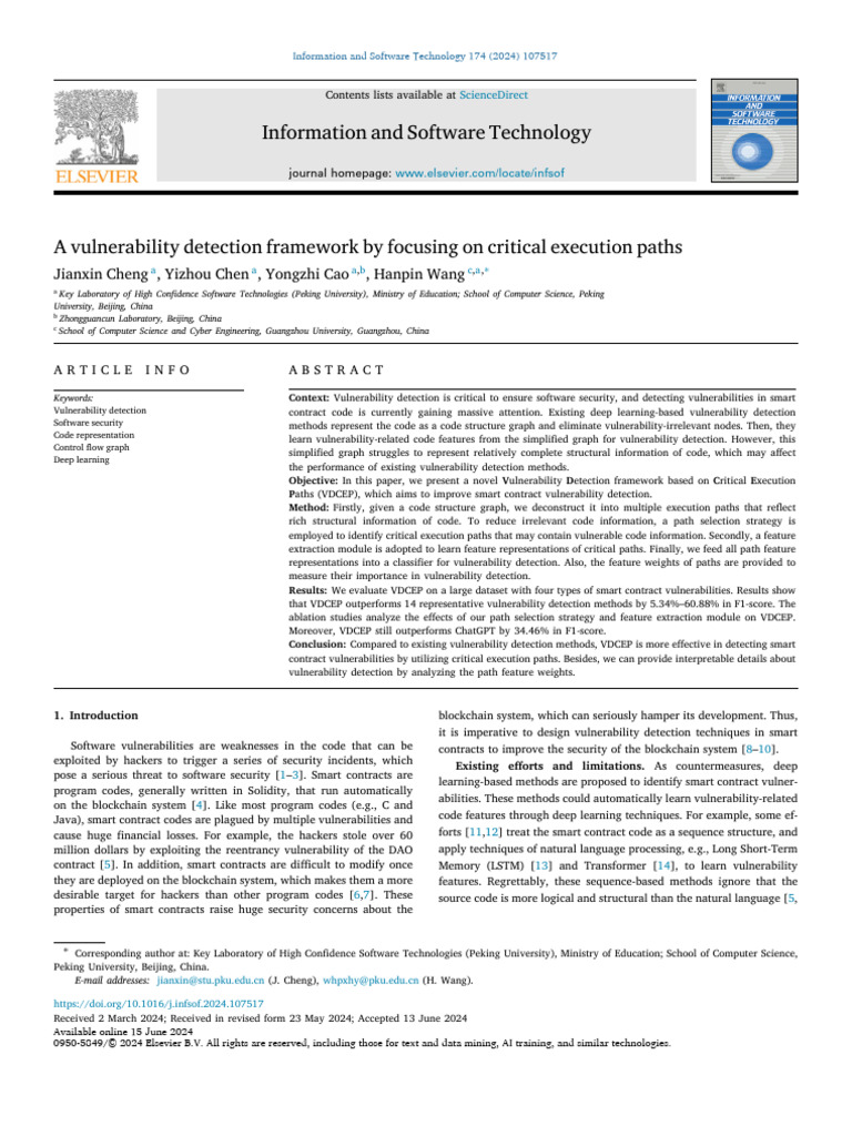 VDCEP: Smart Contract Vulnerability Detection | PDF | Computer ...