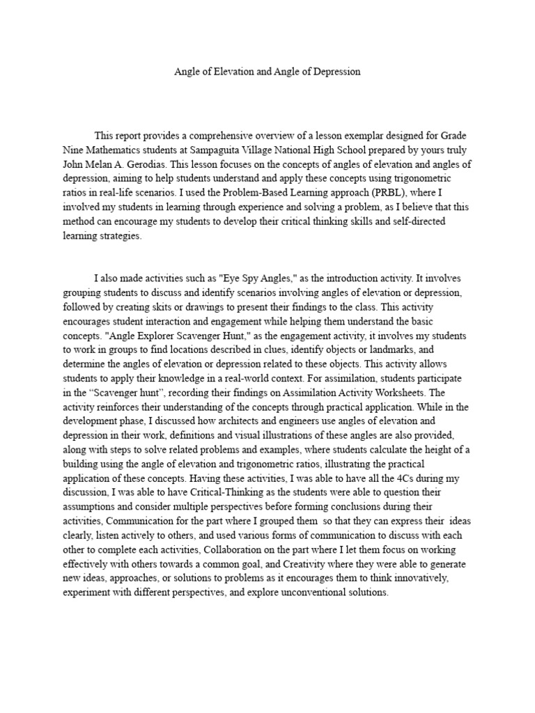 Written Report For Lesson Exemplar | PDF | Cognitive Science | Behavior Modification