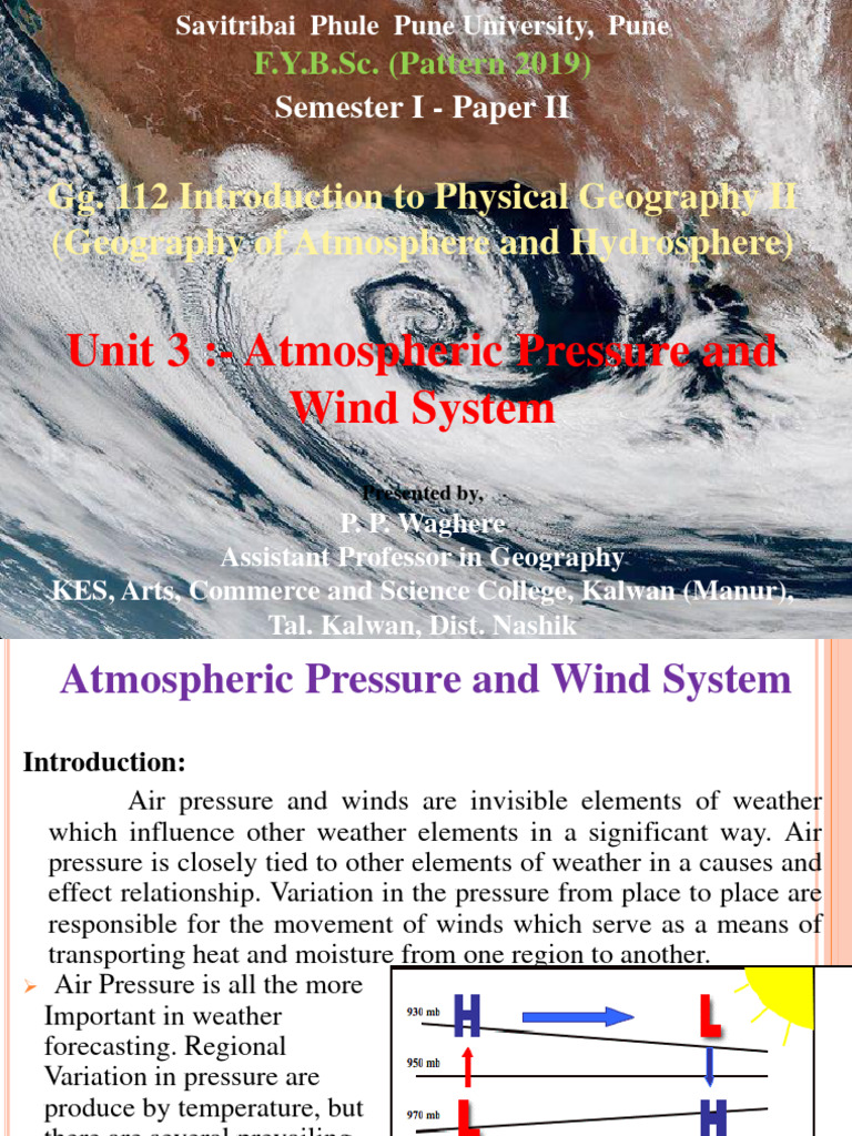 Unit 3 Atmospheric Pressure and Wind System, Sem I, Paper II | PDF ...