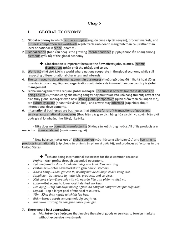 Chapter 5 Summary | PDF