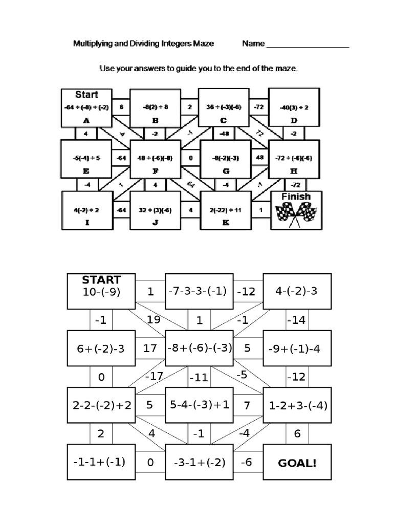 Integers Maze | PDF